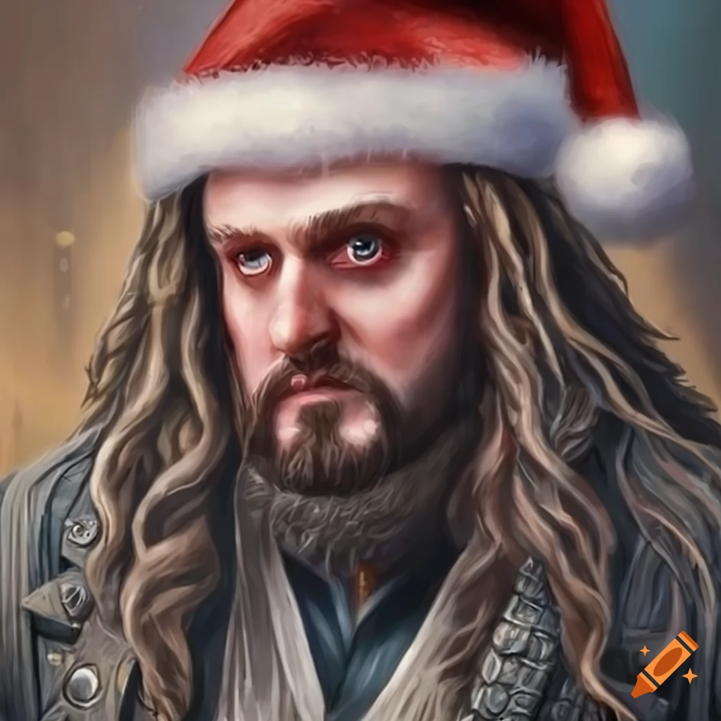 Thorin oakenshield wearing a santa hat