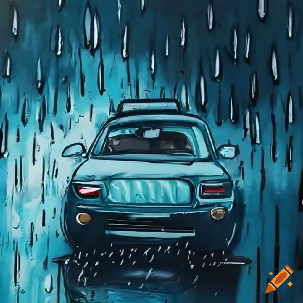 Car driving in the rain with wipers on on Craiyon