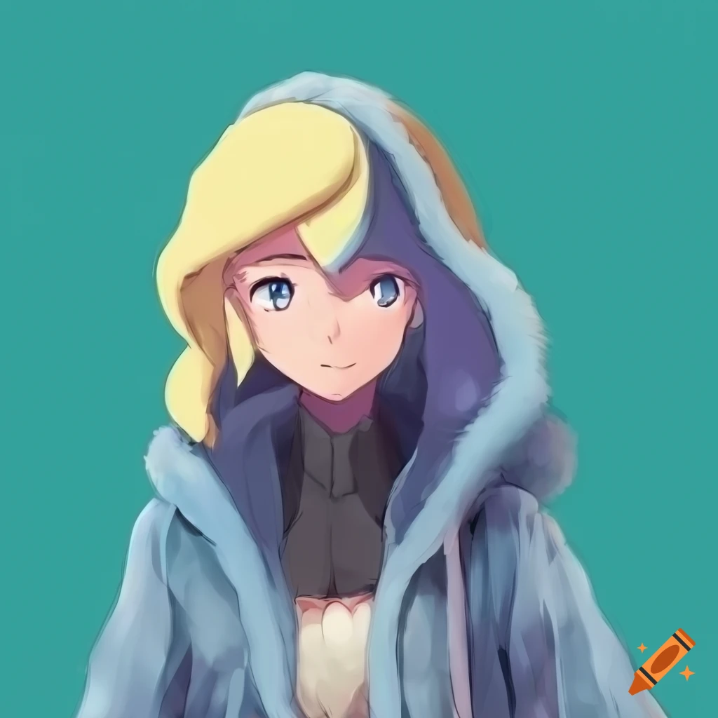 Drawing of a strong female ice type gym leader in Pokemon style on Craiyon