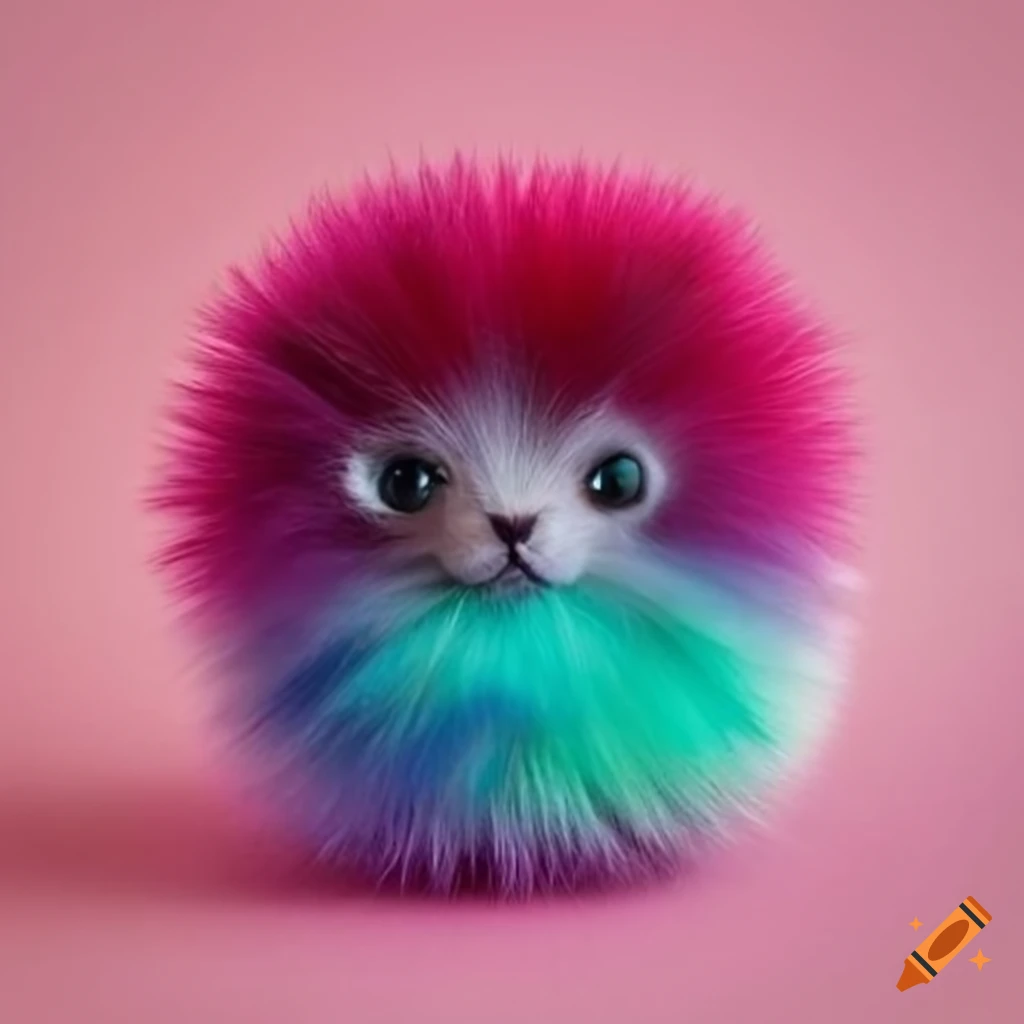 Adorable multicolor fuzzball on Craiyon