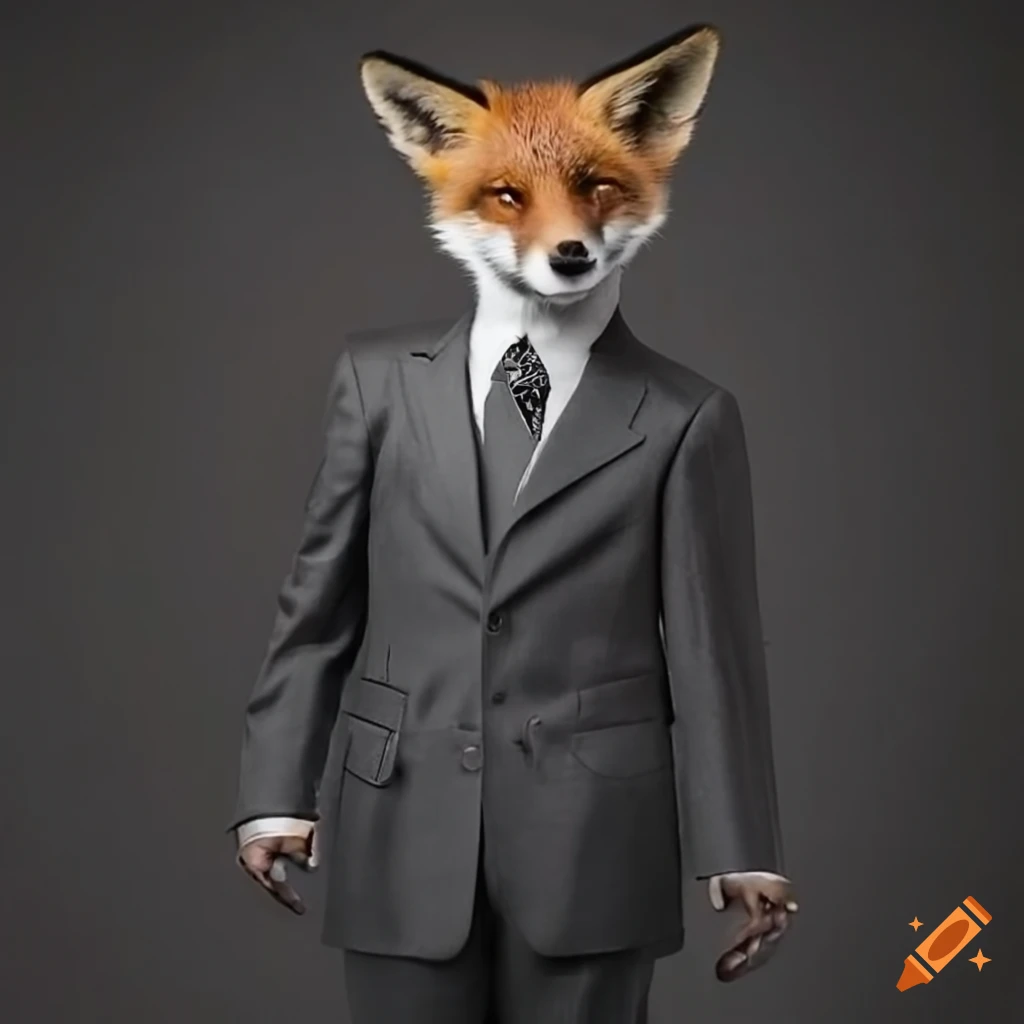 Red fox wearing a suit on Craiyon