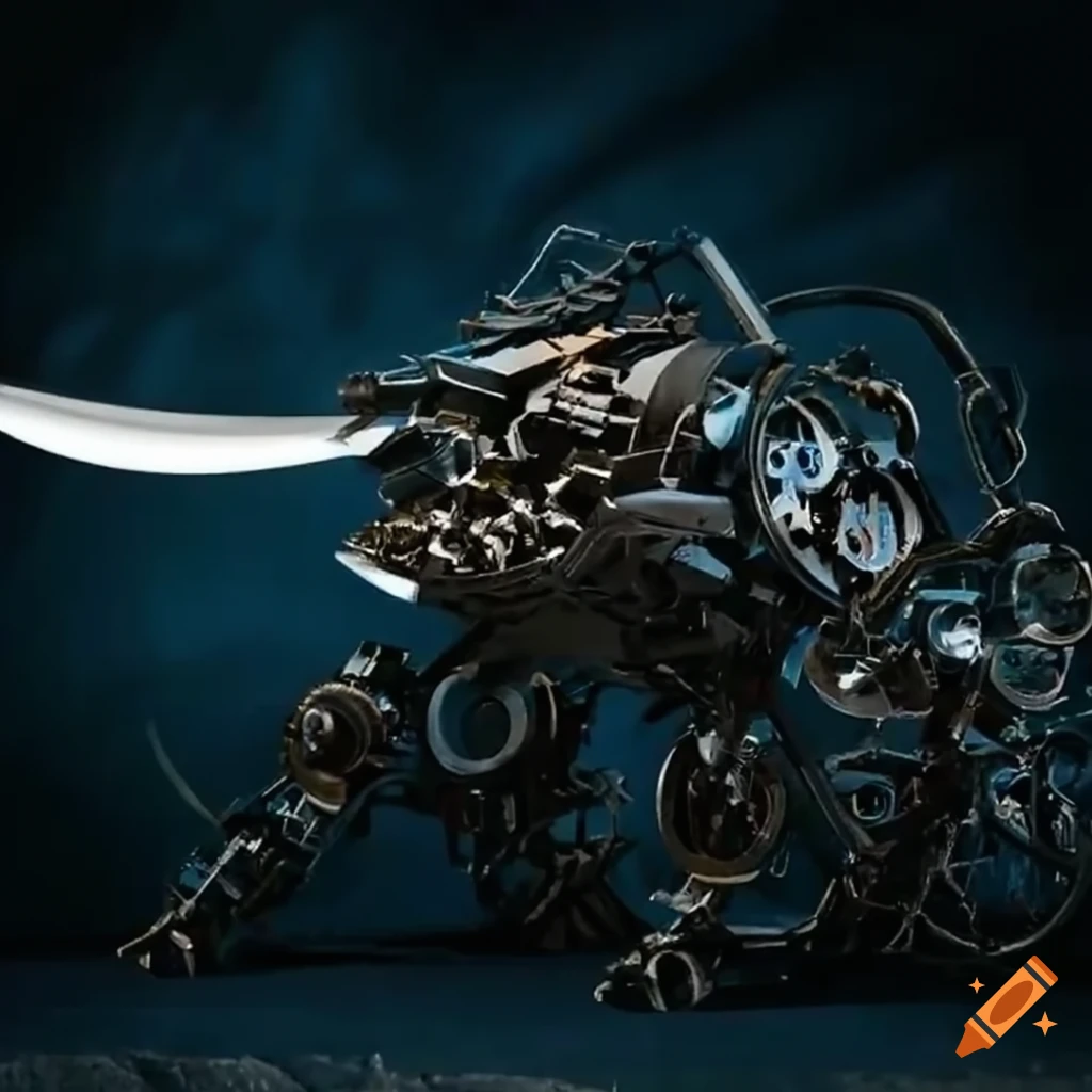 Image of a mechanical monster with interlocking blades on Craiyon