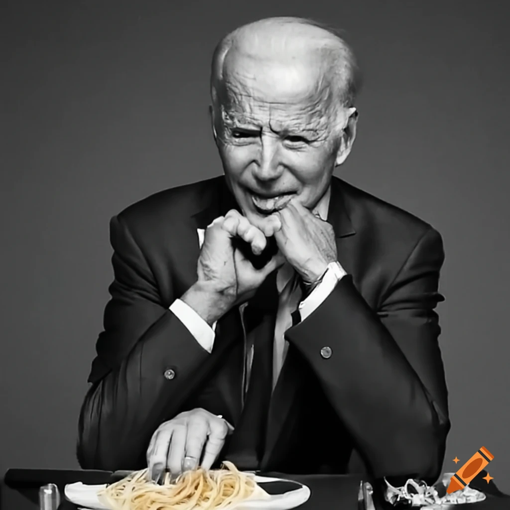 Joe biden eating spaghetti on Craiyon