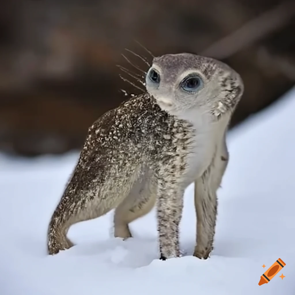 White alien creature in snowy landscape on Craiyon