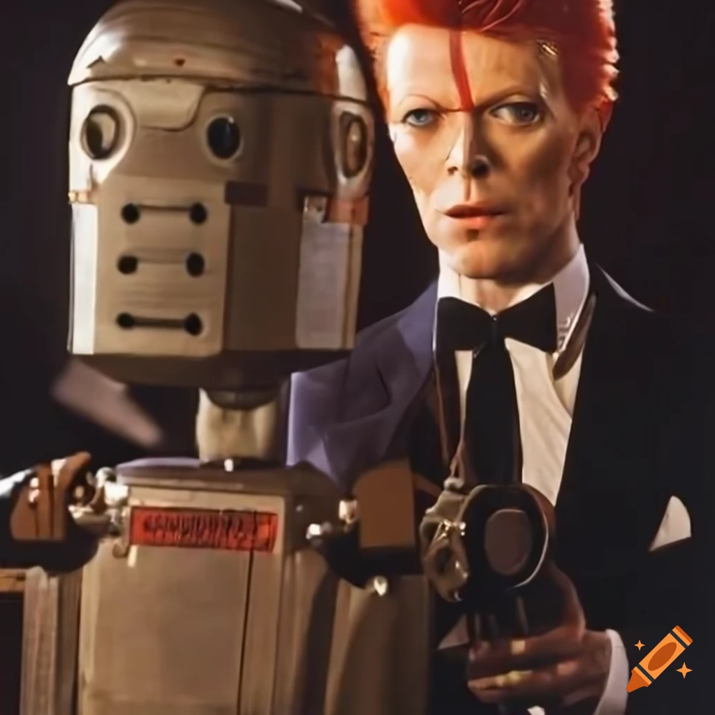 Detailed artwork of retro-futuristic automatons in a western showdown ...