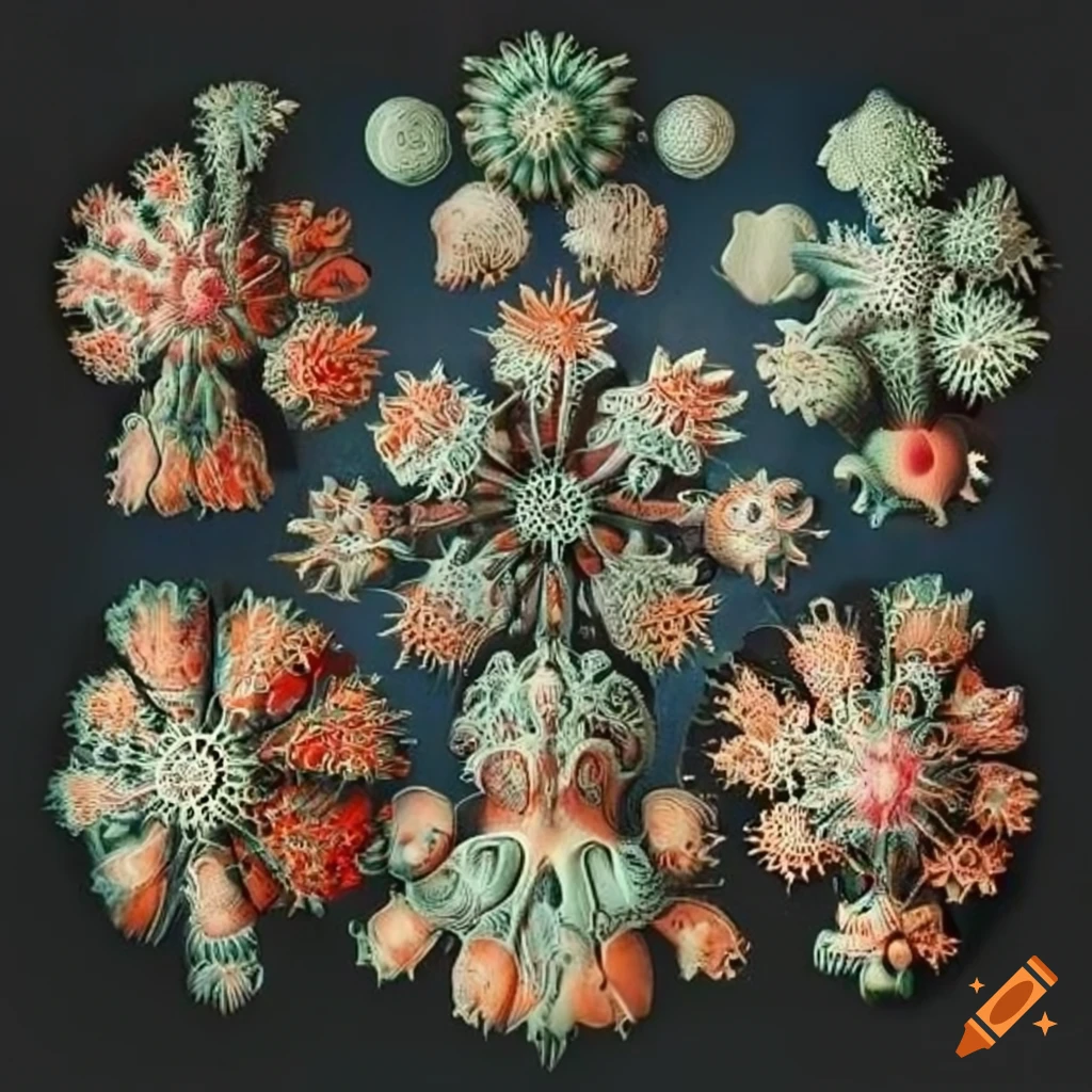 Geometric artwork inspired by ernst haeckel on Craiyon