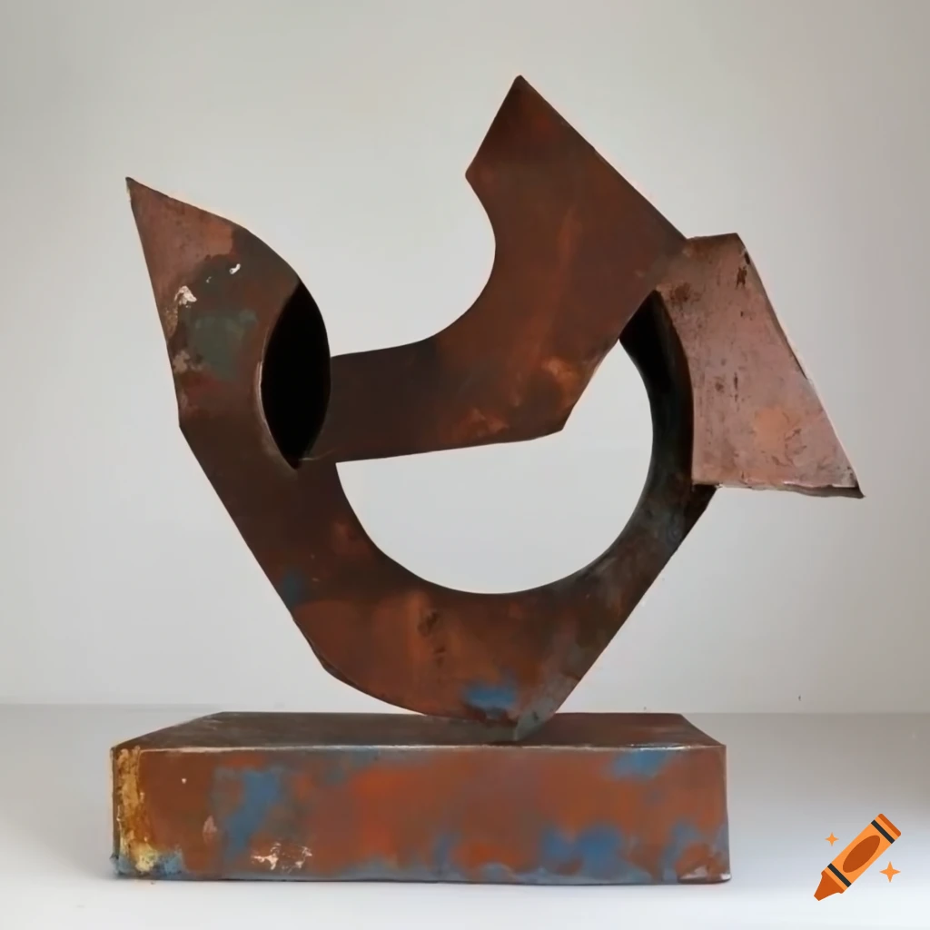 Rusty and weathered abstract metal sculpture on Craiyon