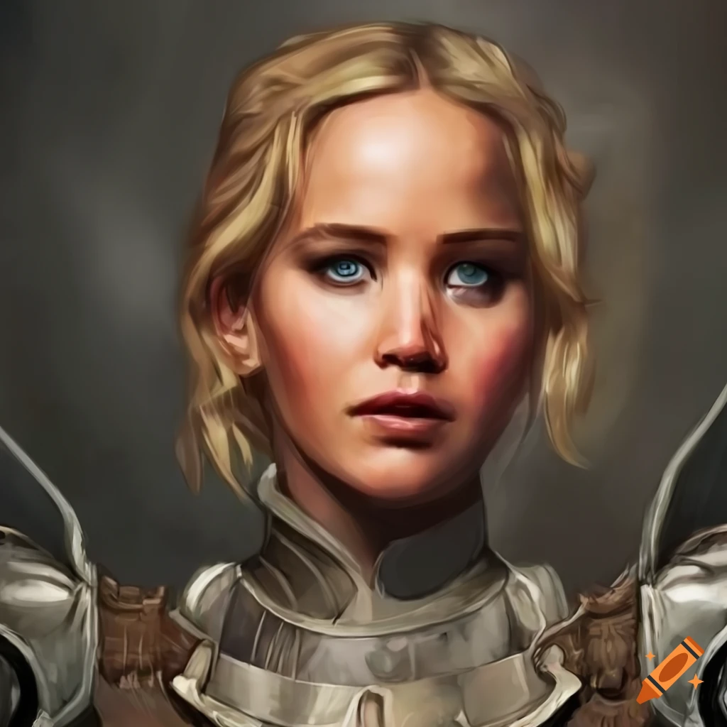 Portrait of Jennifer Lawrence as a paladin in Baldur's Gate on Craiyon