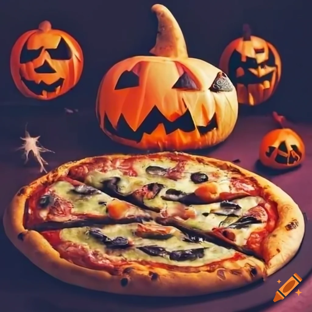 Spooky halloween pizza on Craiyon