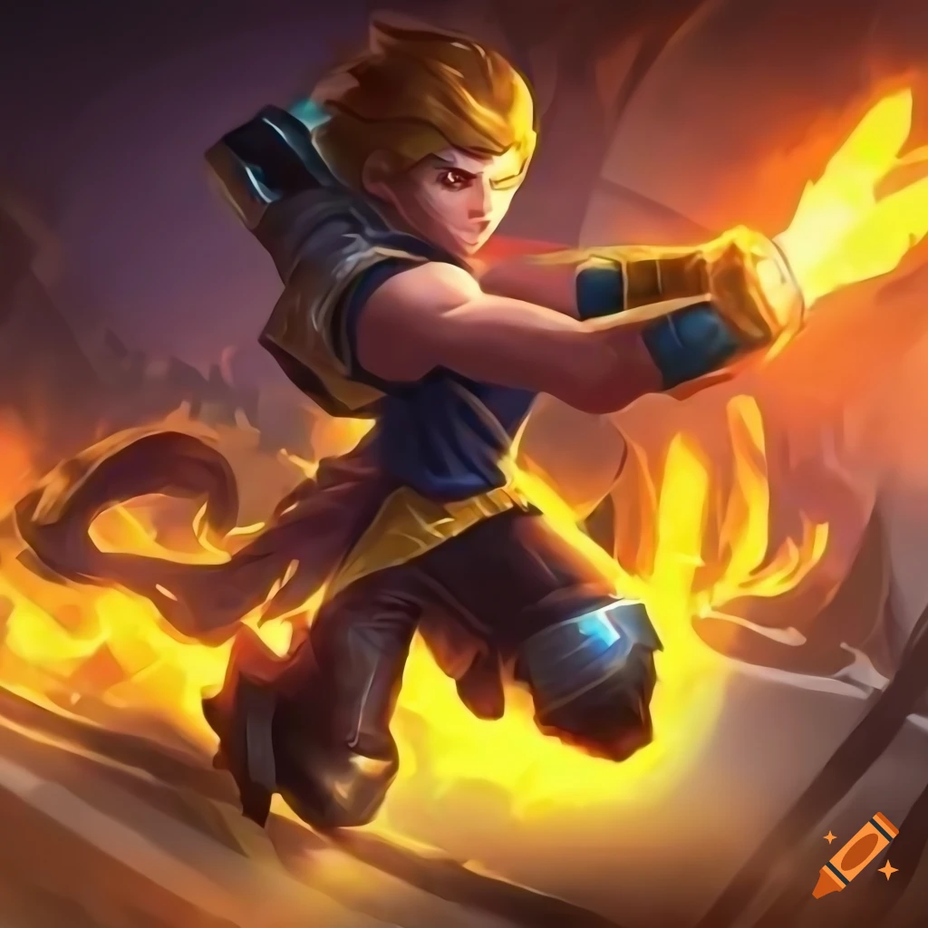 Character art of a young male fighter with electricity powers on Craiyon