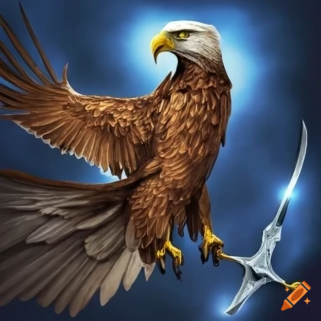 Eagle with a giant shardblade sword on Craiyon