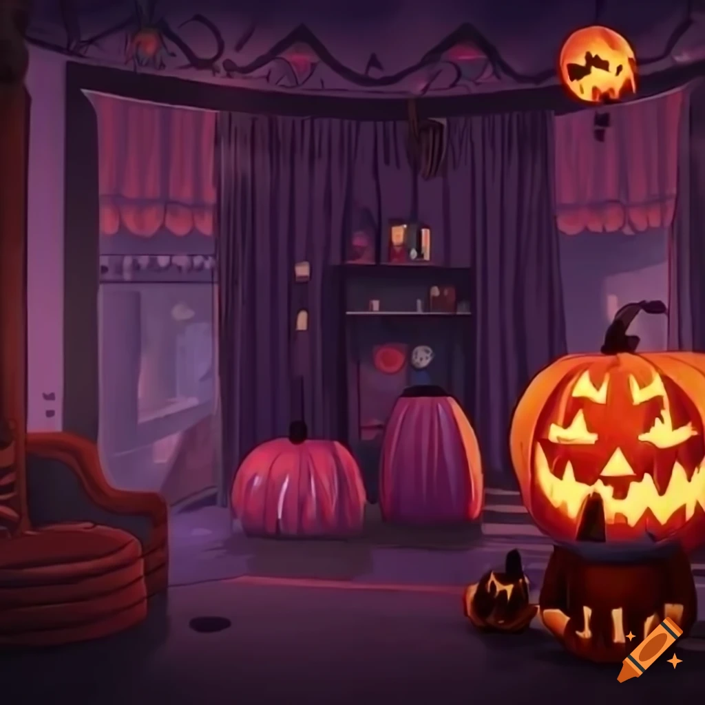 Vtuber halloween-themed room background