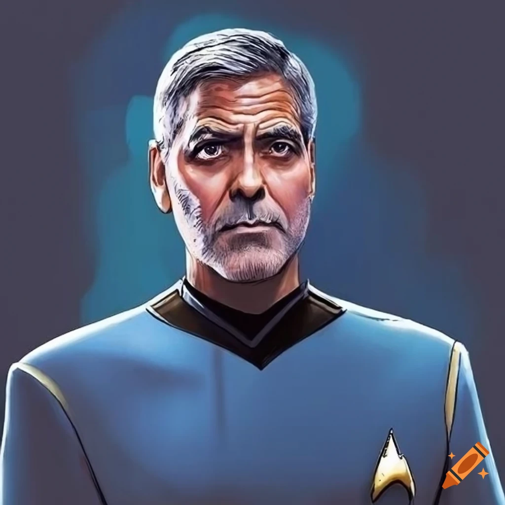 George clooney as a star trek captain by a nebula on Craiyon
