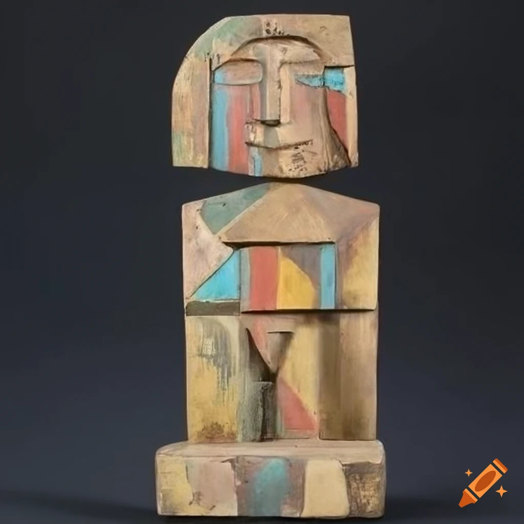 Weathered wood sculpture of ancient gods on Craiyon