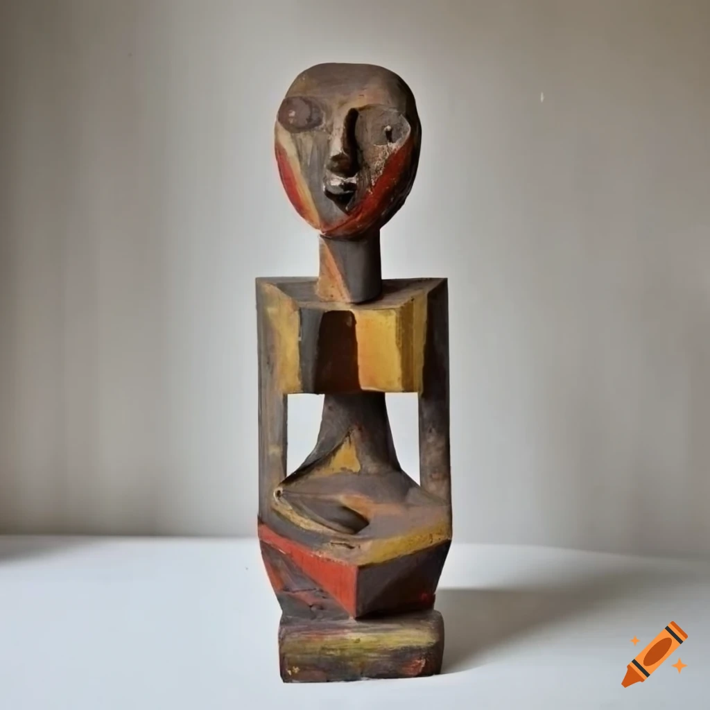 Cubist figurative sculpture of ancient idol