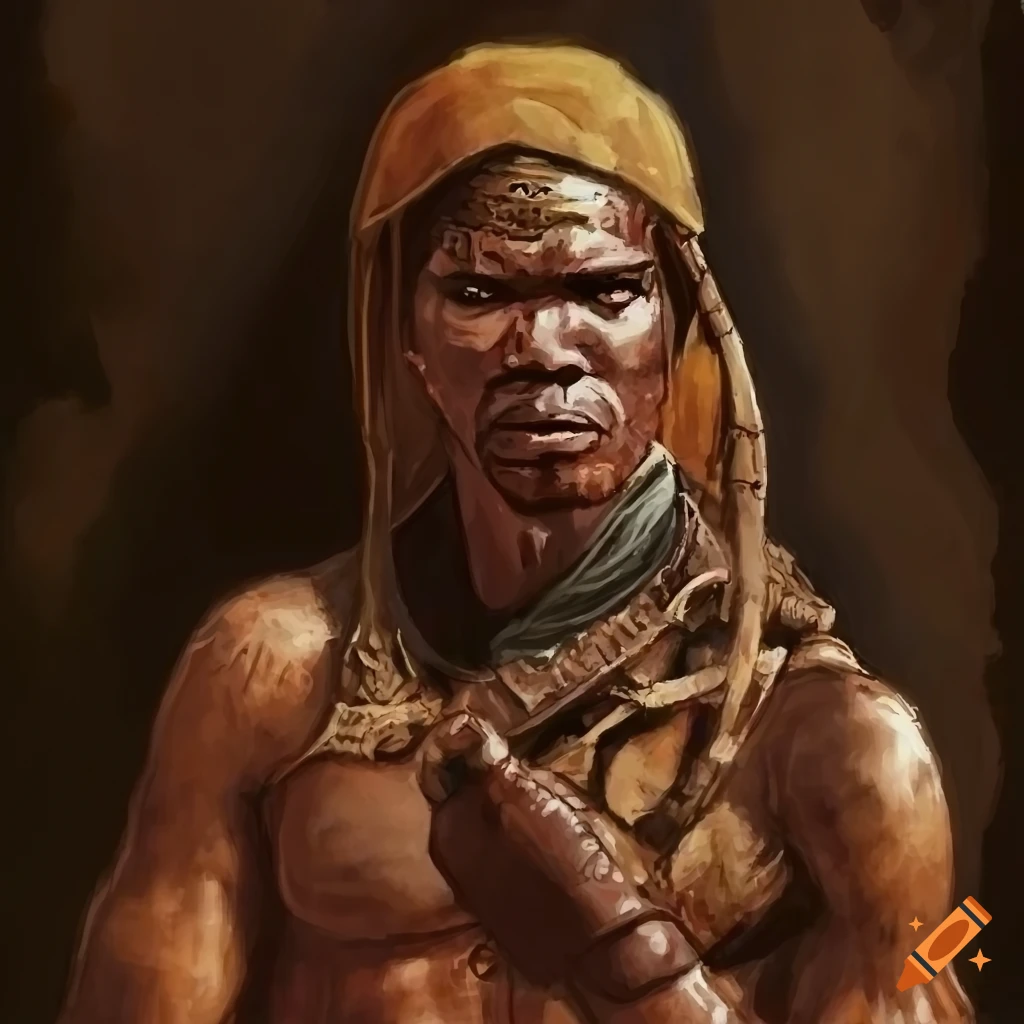 Fantasy plate armor inspired by khoisan art on Craiyon