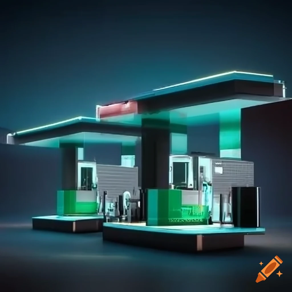 Image of an innovative and sustainable gas station on Craiyon