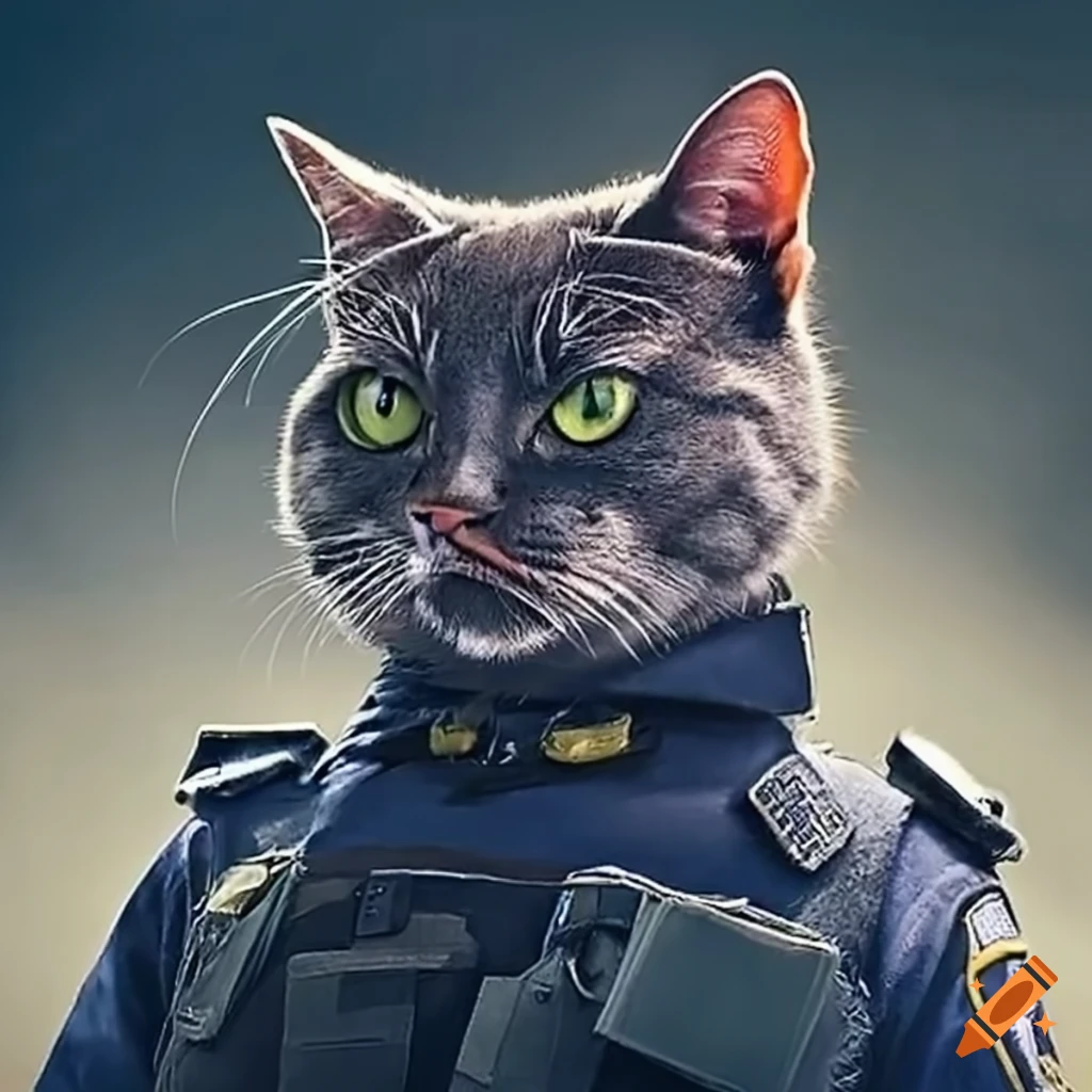 Cats running away from police on Craiyon