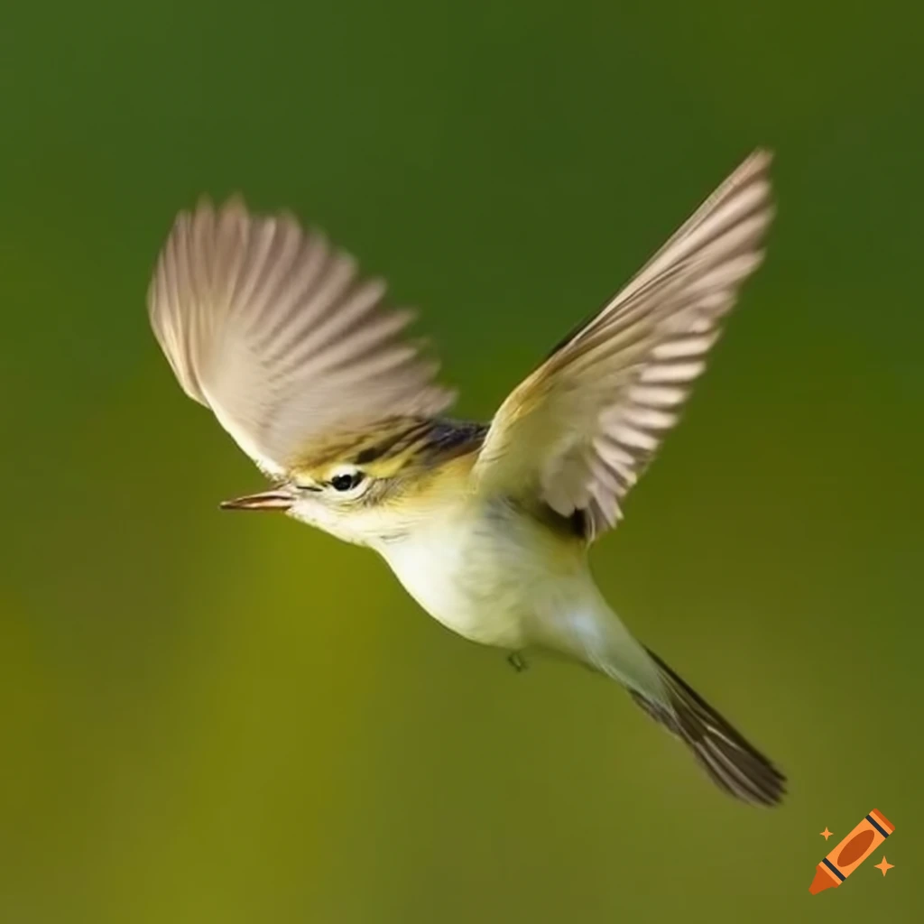 Willow warbler bird spreading its wings