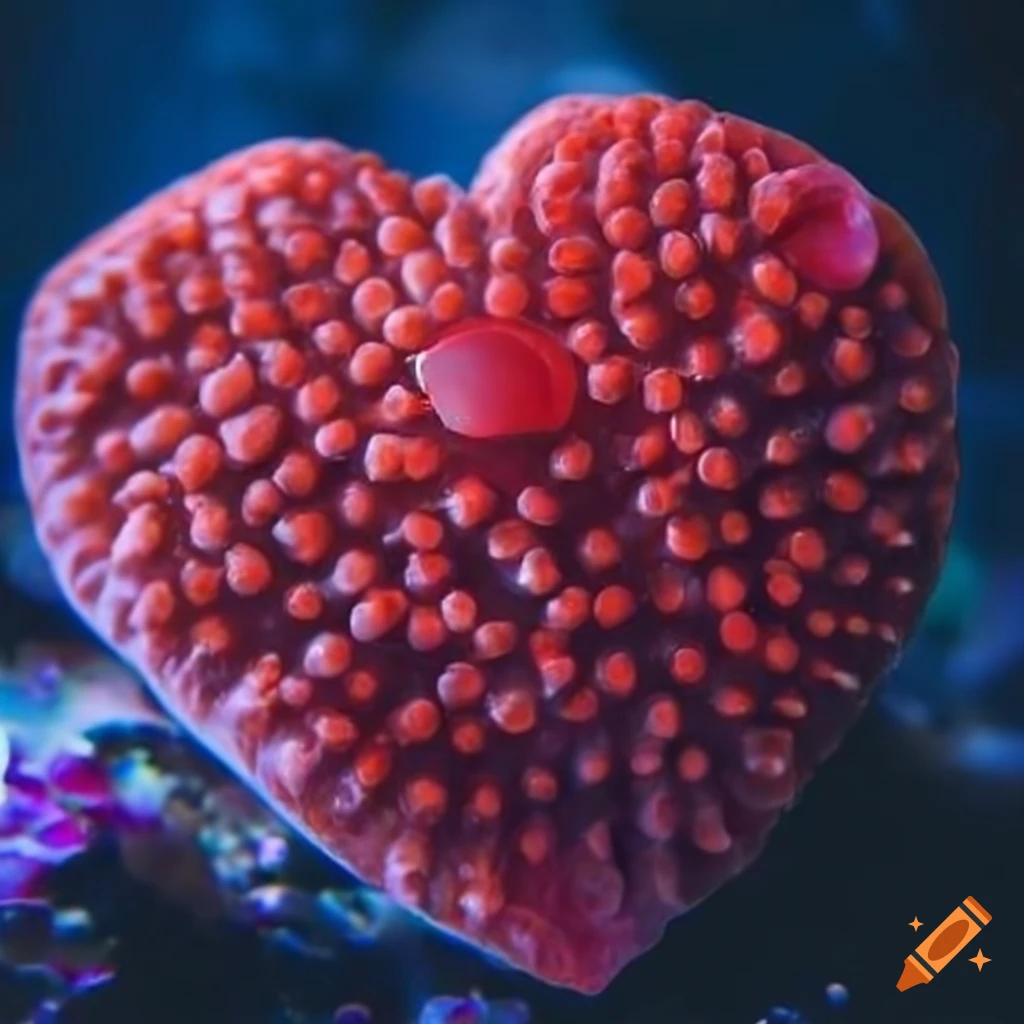 Red coral gemstone in heart shape on Craiyon