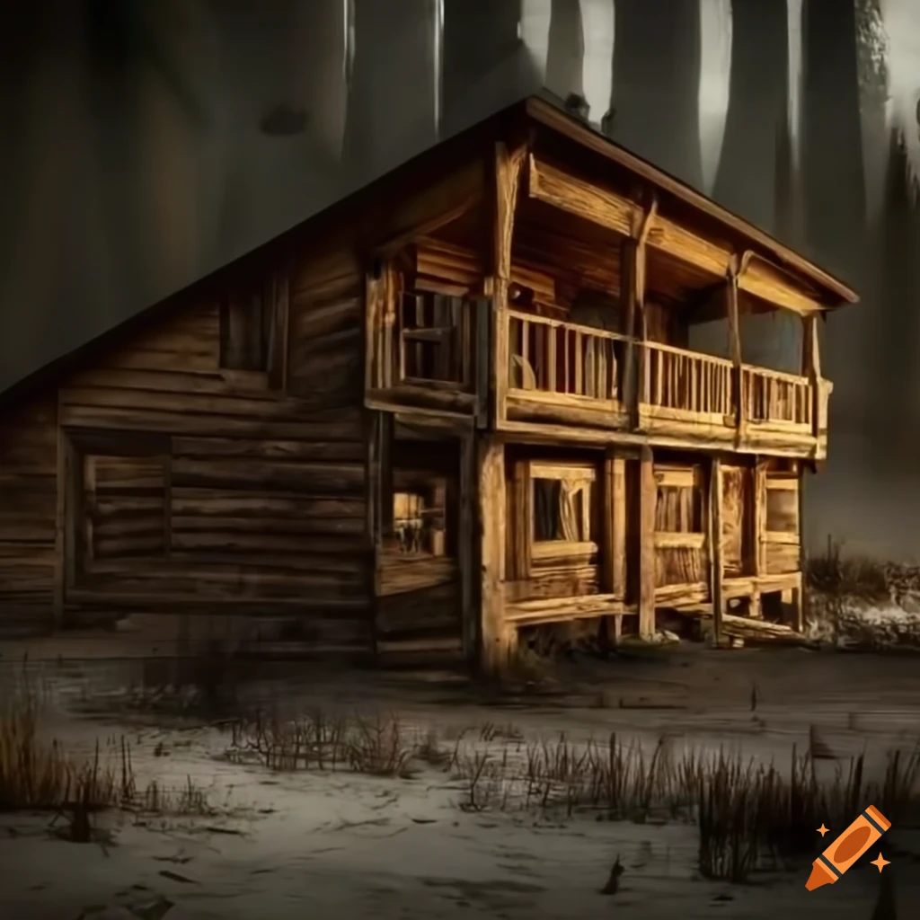 Photo-realistic wooden cabin on Craiyon