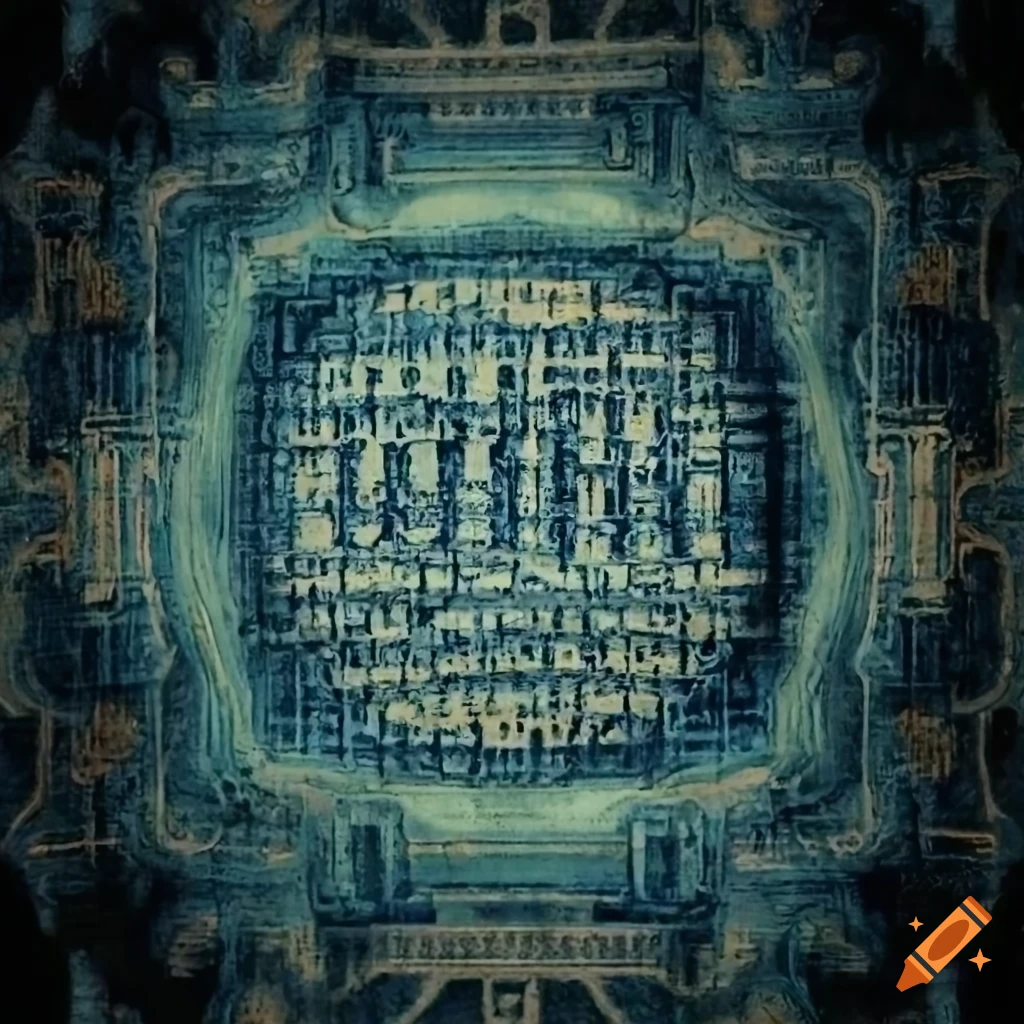 Map of stars cyberpunk black and white vintage map with embroidery ...