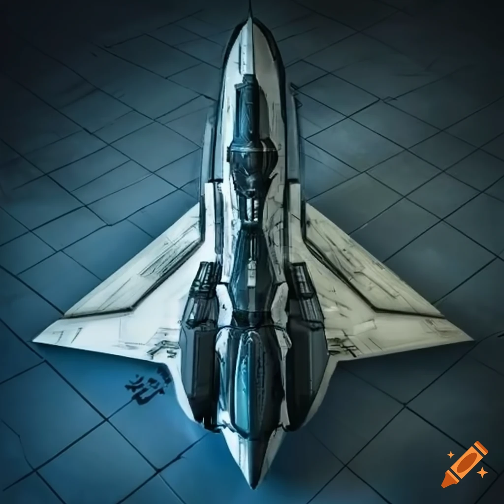 Futuristic spaceship fighter with symmetrical design on Craiyon