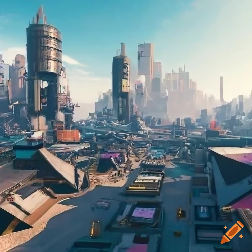 High detailed decopunk marketplace in a retrofuturistic city on Craiyon