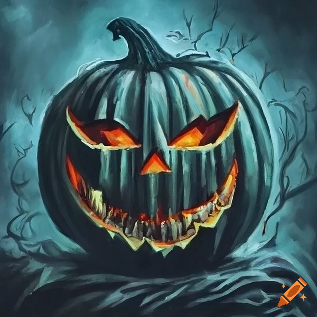 Sinister halloween pumpkin with sharp teeth