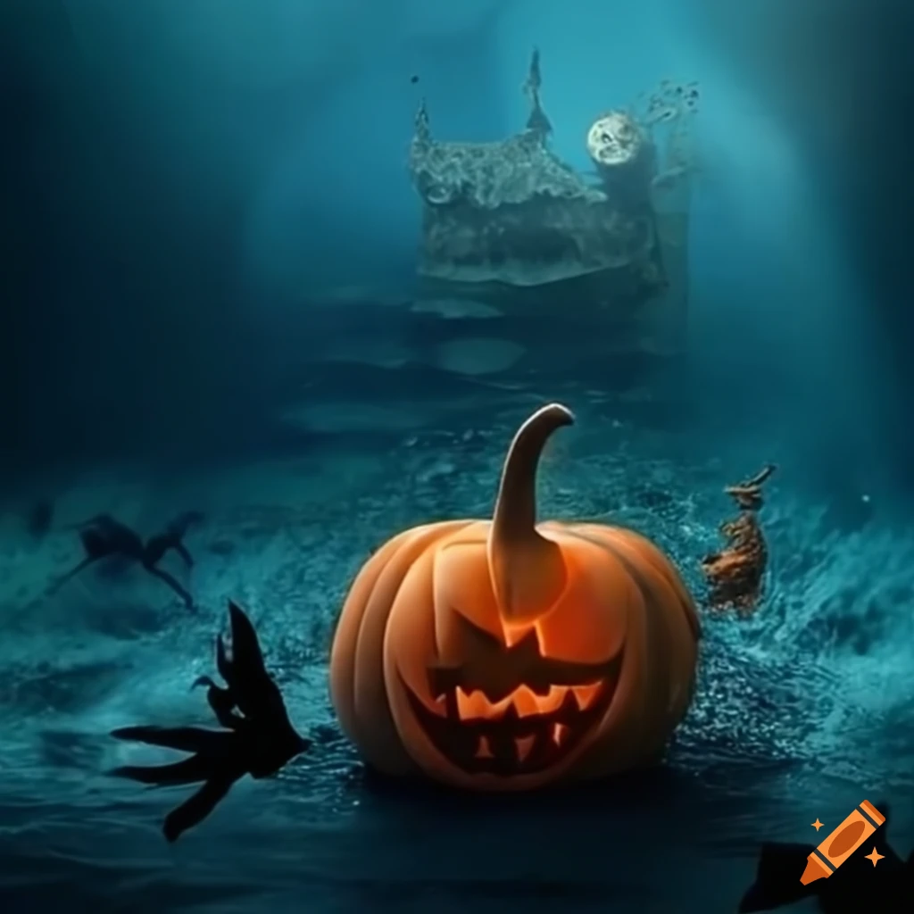 Underwater halloween scene on Craiyon