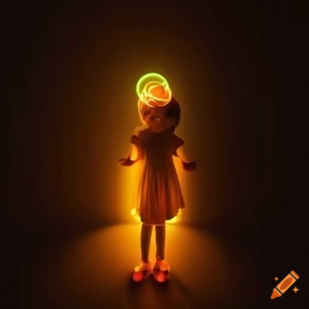 Children glowing with light on Craiyon