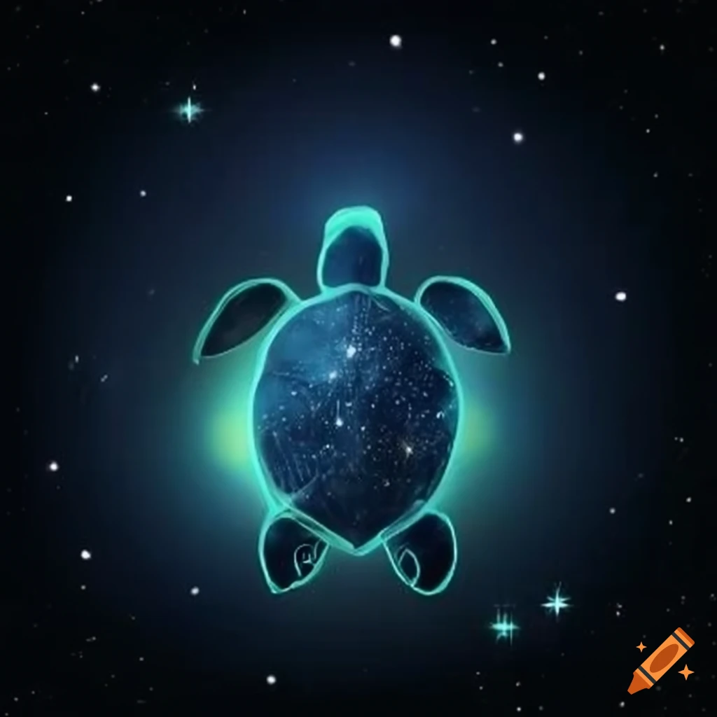 Celestial turtle made of stars in the night sky