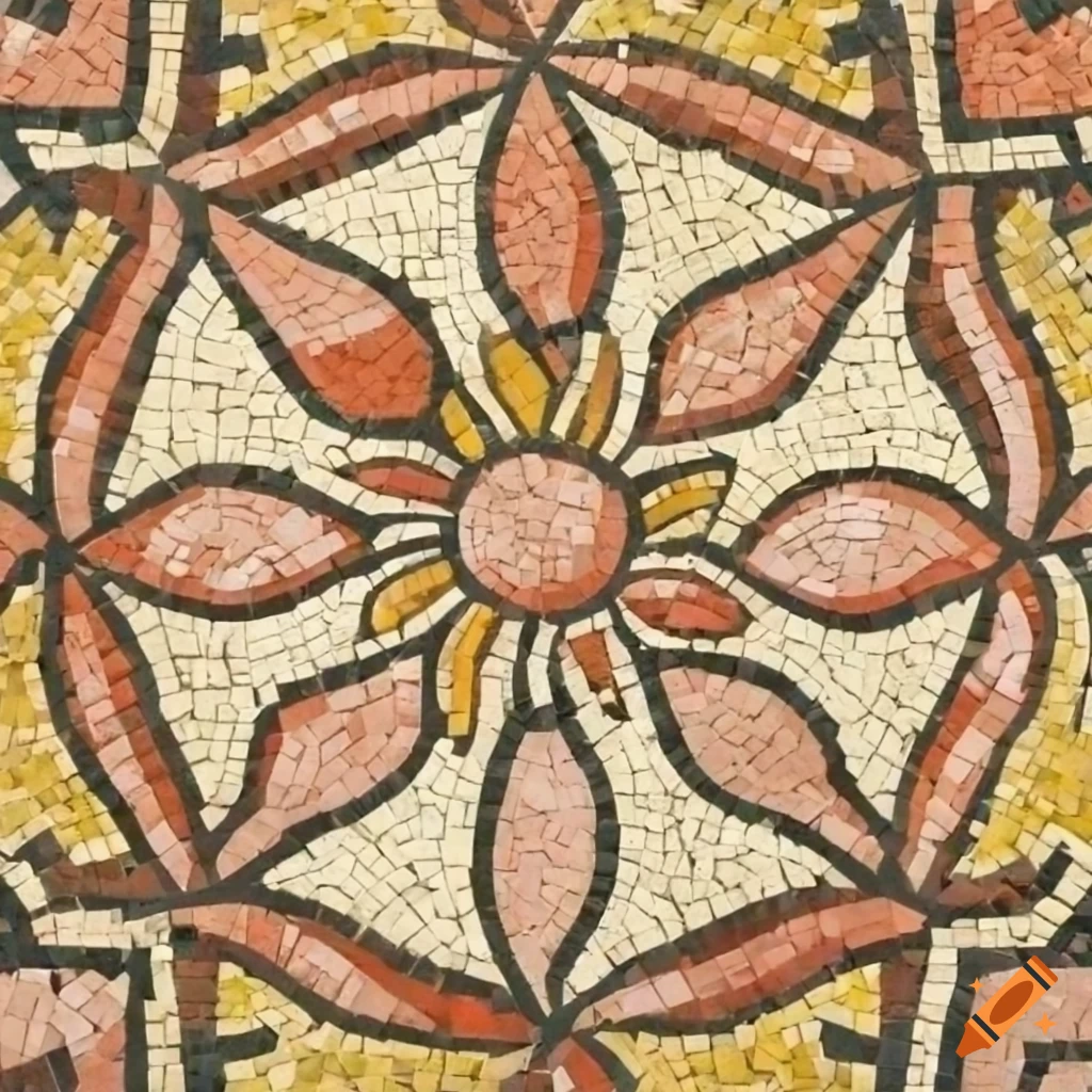 Modern roman mosaic with floral pattern on Craiyon