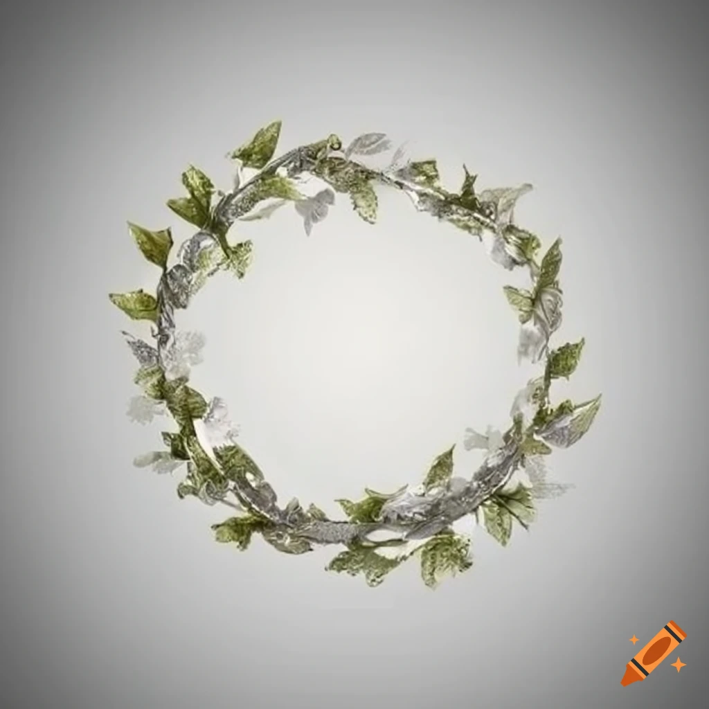 Silver ornamental wreath with leaves on Craiyon
