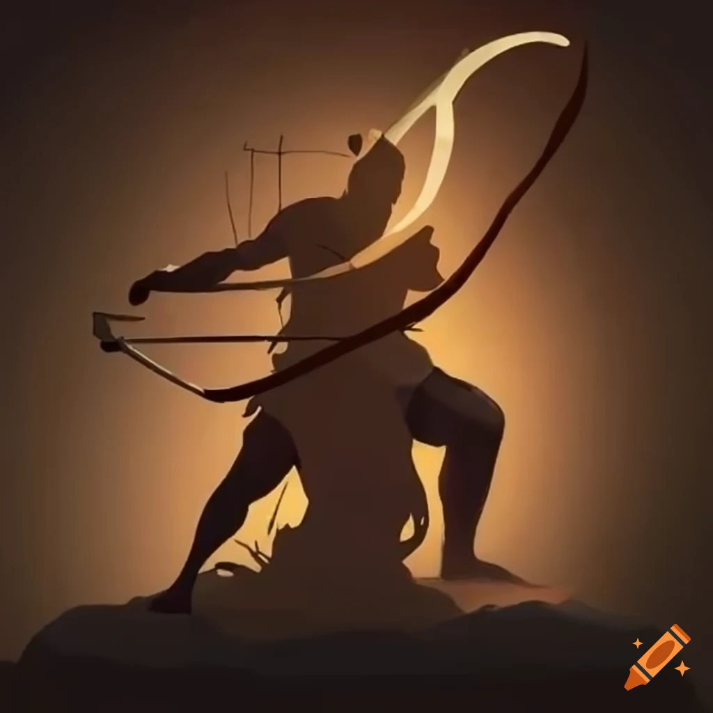 Shadow of indian warrior arjun with bow and arrow on Craiyon