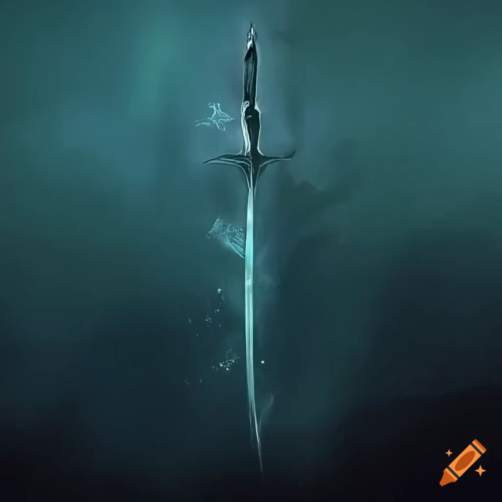 Image of a sword trapped in ice on Craiyon