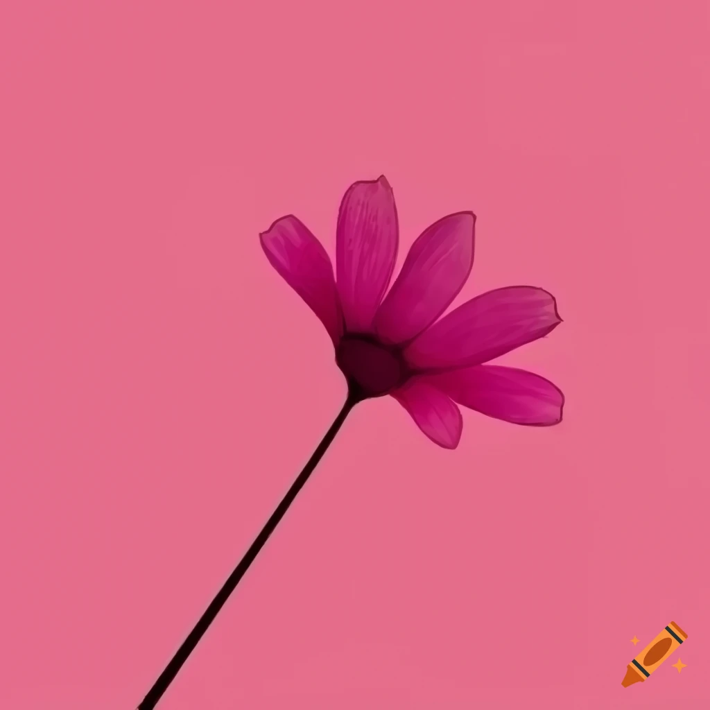 Minimalist pink flower on a plain background