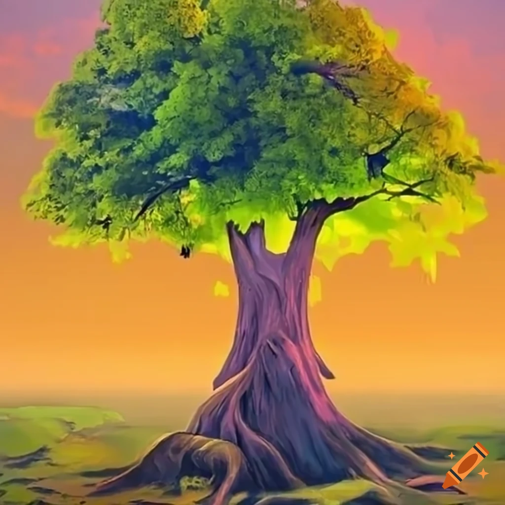 Imagen de un hermoso paisaje de un árbol on Craiyon