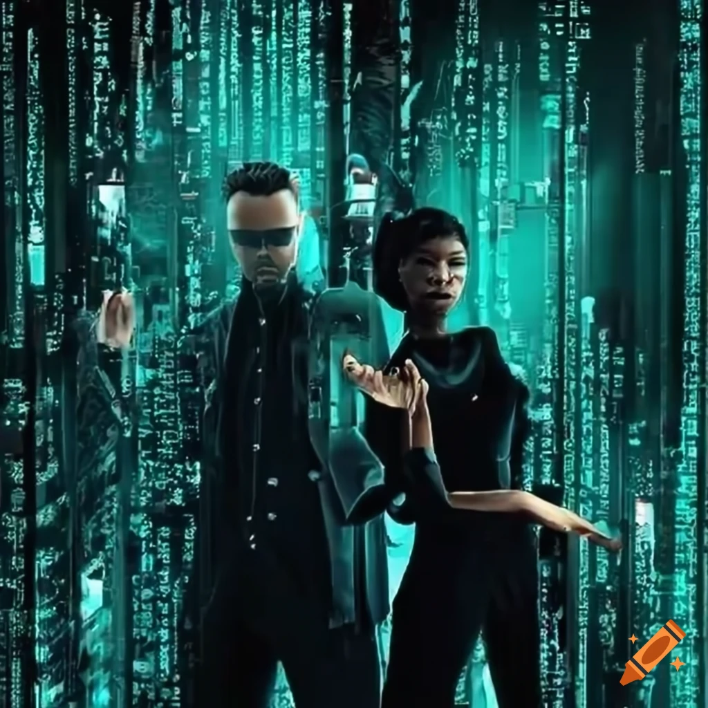 Diverse group innovating with matrix aesthetic