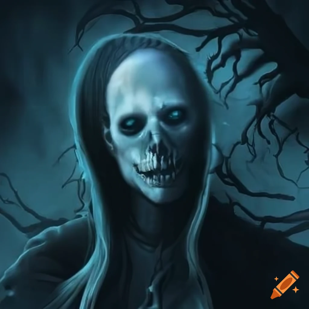 Surreal depiction of death and souls in fog