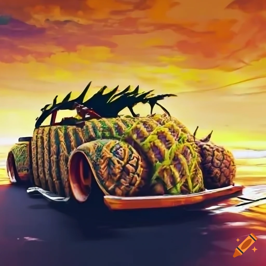 Photograph of a pineapple car on a table on Craiyon