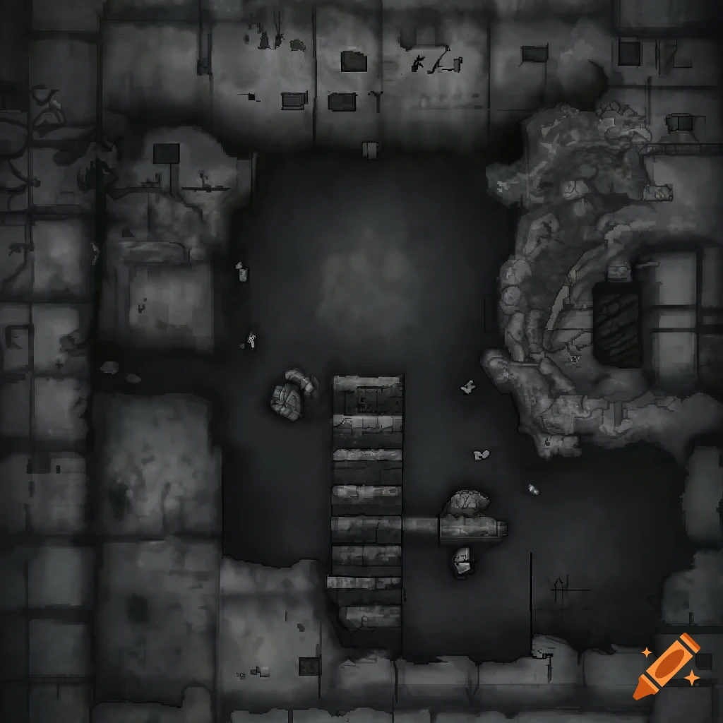 Top-down fantasy bunker battle map
