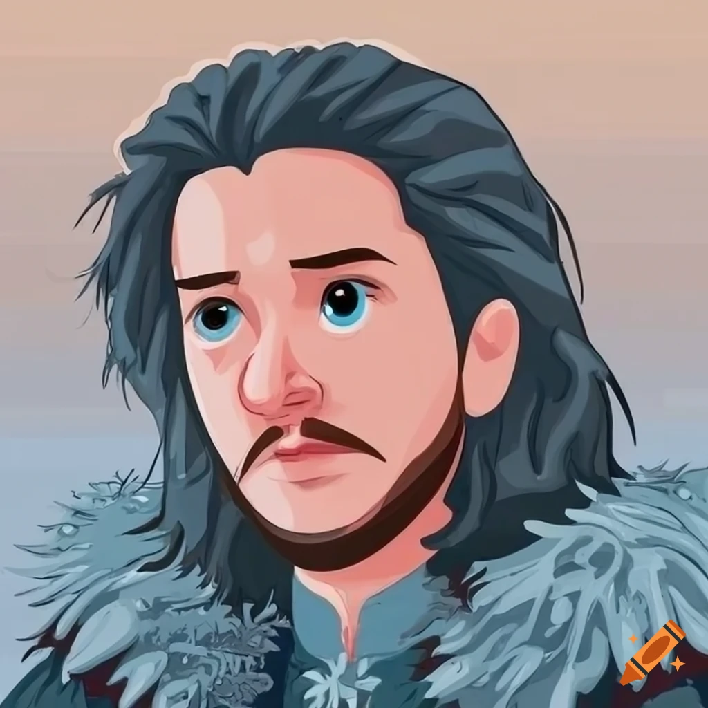 Cartoon illustration of jon snow