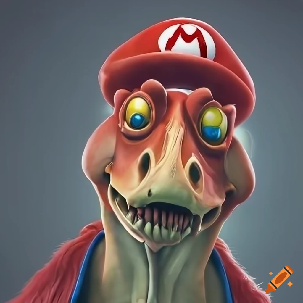 Photorealistic combination of mario and jar jar binks
