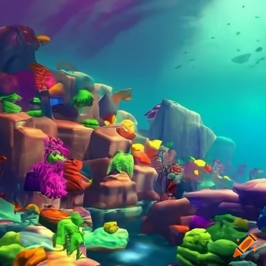 Colorful underwater landscape in n64 style on Craiyon