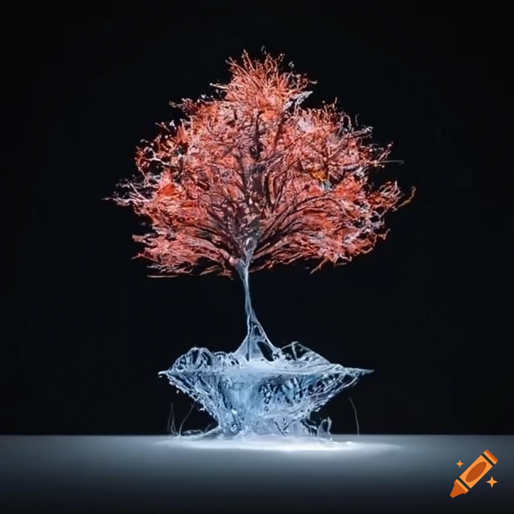 Ice tree with fiery leaves on Craiyon