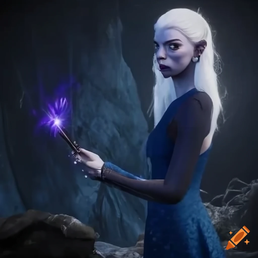 Digital art of a dark-skinned alien girl with a smoking wand on Craiyon