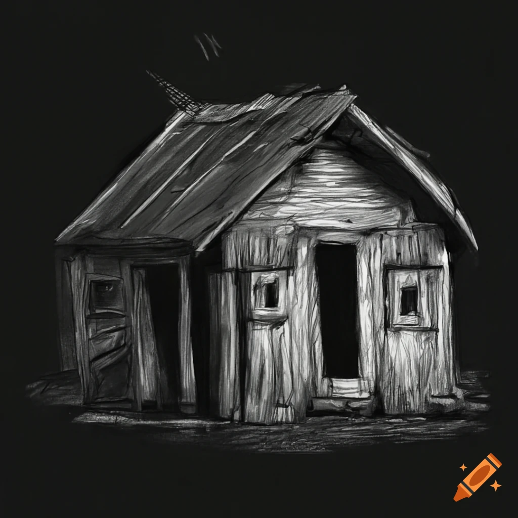 Detailed pencil sketch of a guard shack on Craiyon