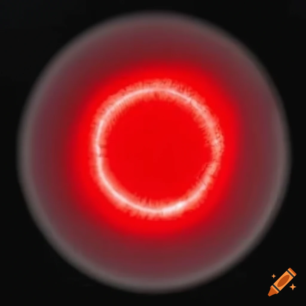 Abstract artwork of a red and black exploding sun