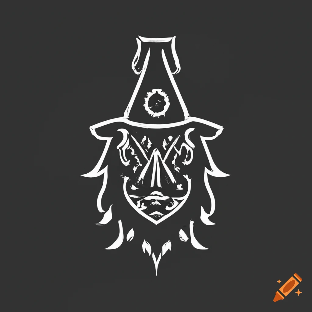 Crest of a minimalist black and white witch hunters on Craiyon